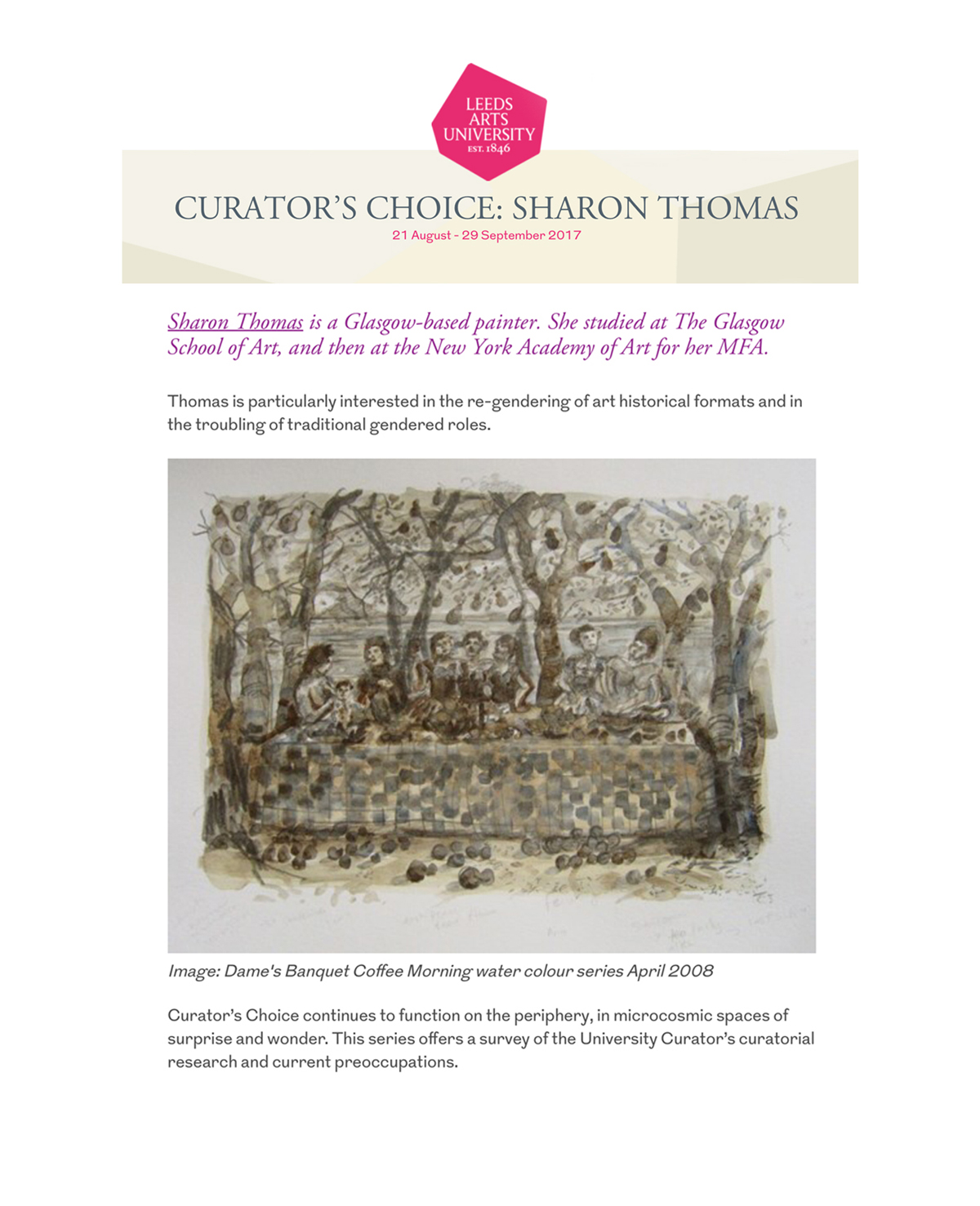 Sharon Thomas: Curator’s Choice by Catriona McAraLeeds Arts University ...